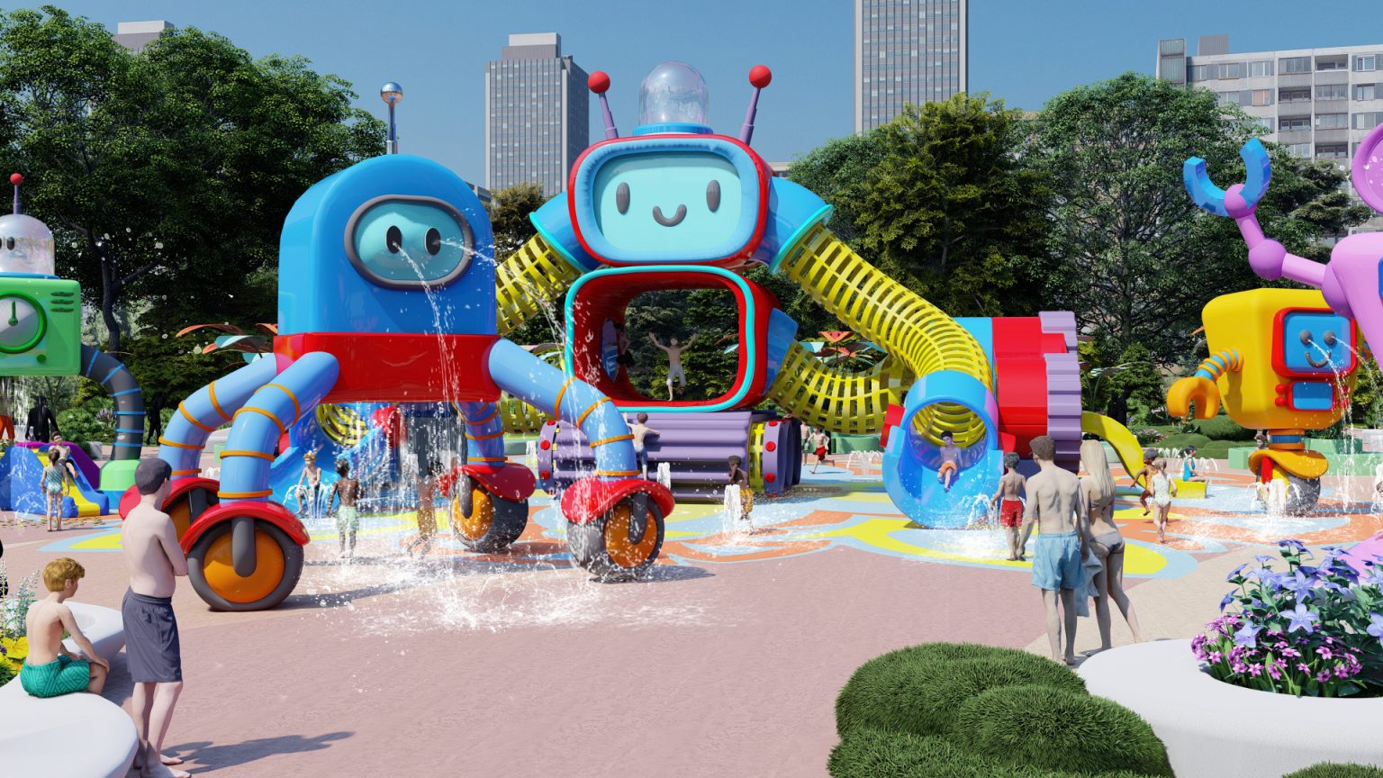 Robot Splash Pad – Amusement Logic