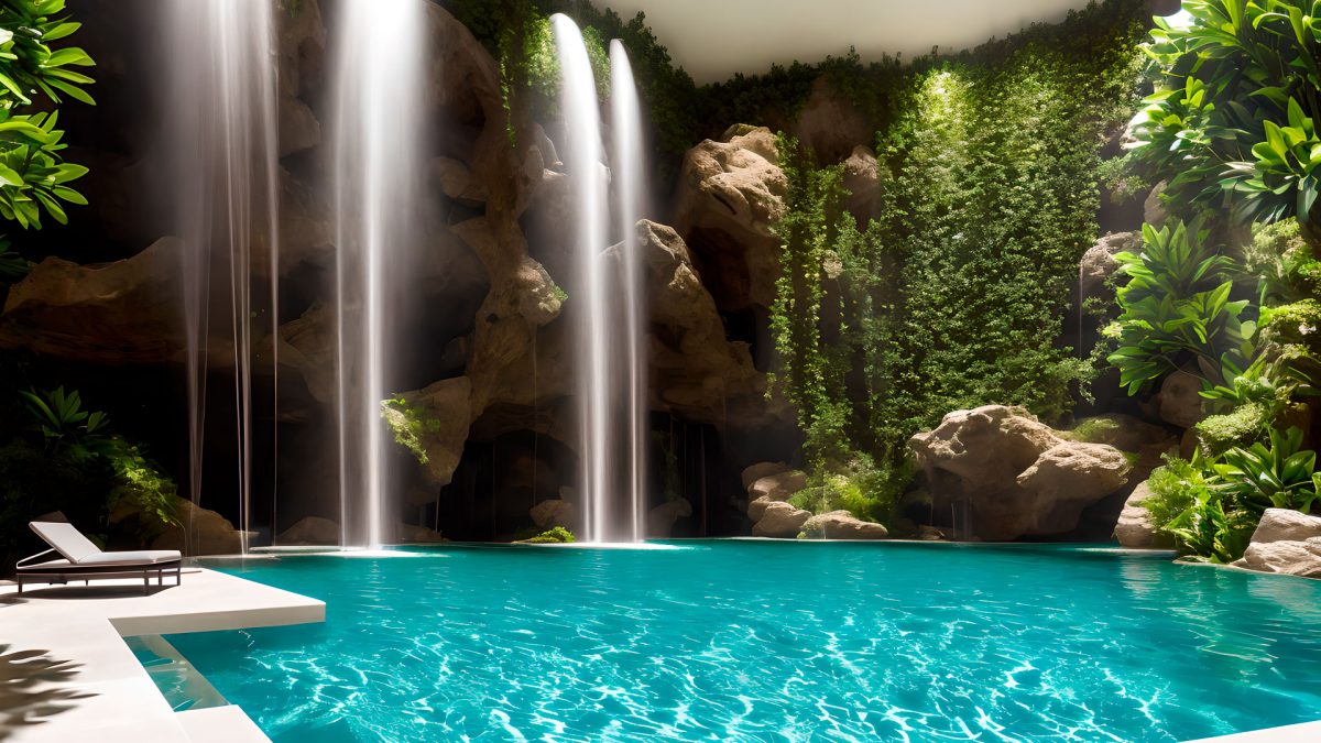 Swimming pool inside an artificial cave – Amusement Logic