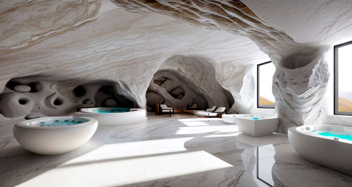Interior design of a spa that simulates a cave – Amusement Logic
