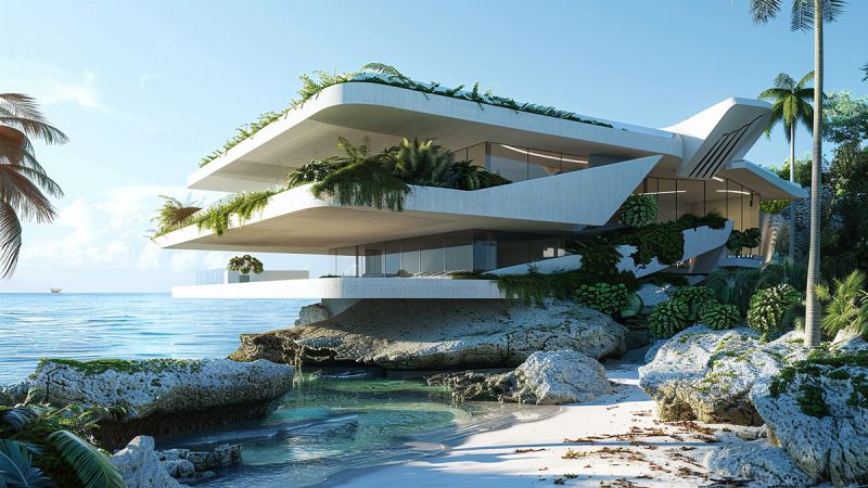Architecture of a luxury villa perched overlooking the sea – Amusement ...