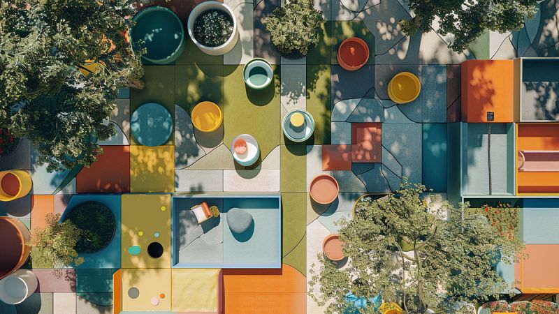 Bright colours and geometric patterns in playground design – Amusement ...