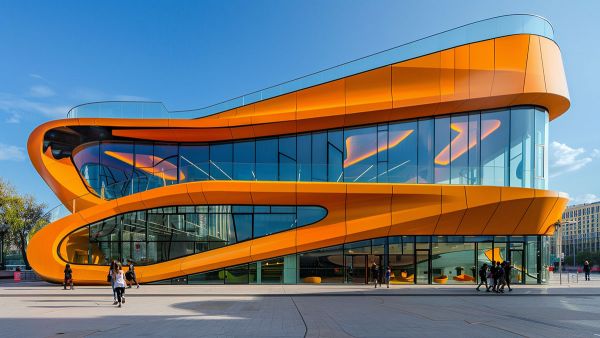 Orange colour and fluidity for a library’s architecture – Amusement Logic