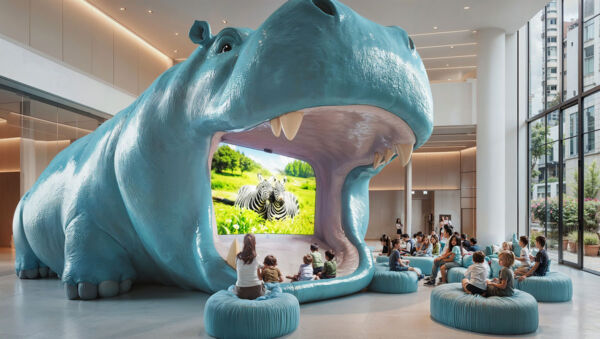 A wise hippopotamus, children's attraction