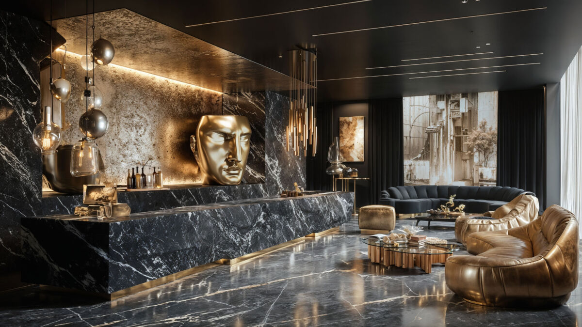 An interior design of dramatic contrasts